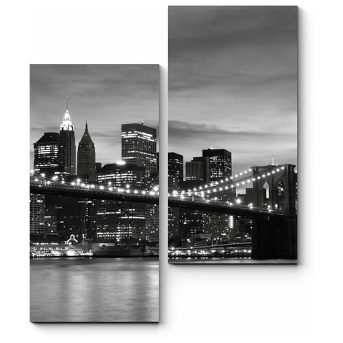 Модульная картина Бруклинский Мост ночью80x100