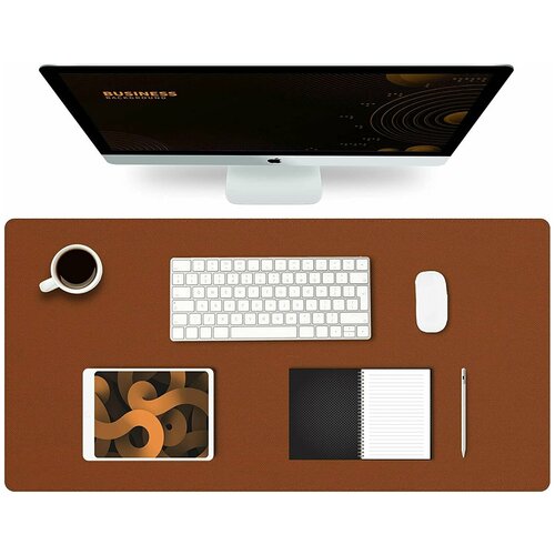 Настольный коврик для клавиатуры и мыши, защитный, большой, водонепроницаемый, кожаный, на рабочий стол для офиса и дома, 40 см х 80 см, коричневый