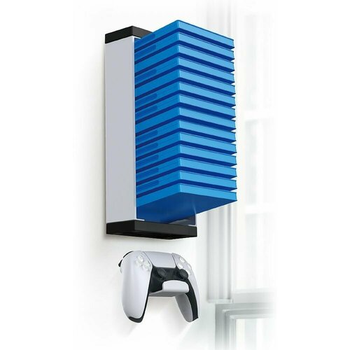 Настенная подставка для хранения игровых дисков на стену, 14 отсеков игр + 2 кронштейна для геймпадов Sony PS5/PS4/Xbox One/Series S/X DOBE TP5-1543