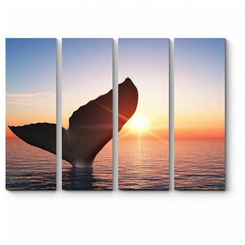 Модульная картина Силуэт кита на закате 80x60