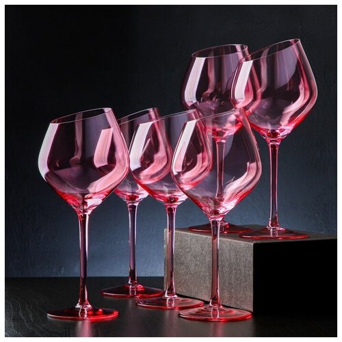 Набор бокалов для вина Magistro «Иллюзия», 550 мл, 10×24 см, 6 шт, цвет розовый