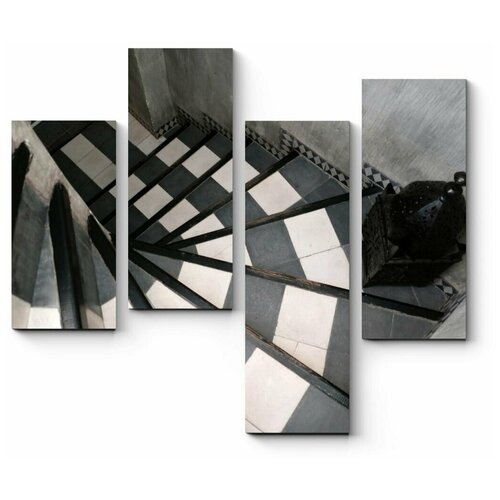 Модульная картина Черно-белая лестница104x98