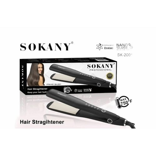Выпрямитель для волос Sokany SK-2001, стайлер, индикатор температуры, 60 Вт, черный