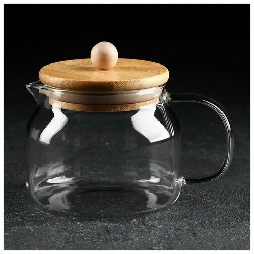 Чайник стеклянный заварочный с бамбуковой крышкой Magistro «Эко», 400 мл