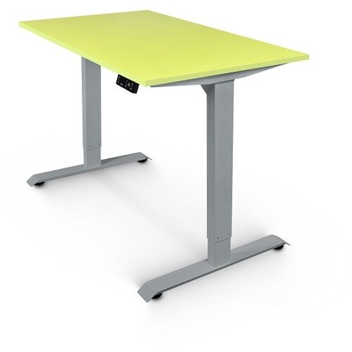 Компьютерный стол STOLSTOYA для работы сидя и стоя BAZALT серый, с электроприводом, столешница ЛДСП Свежий Лайм 145x80x122 см