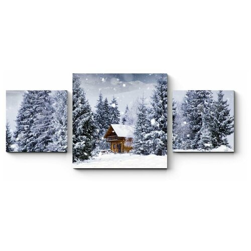 Модульная картина Сказочный дом в зимнем лесу 170x73