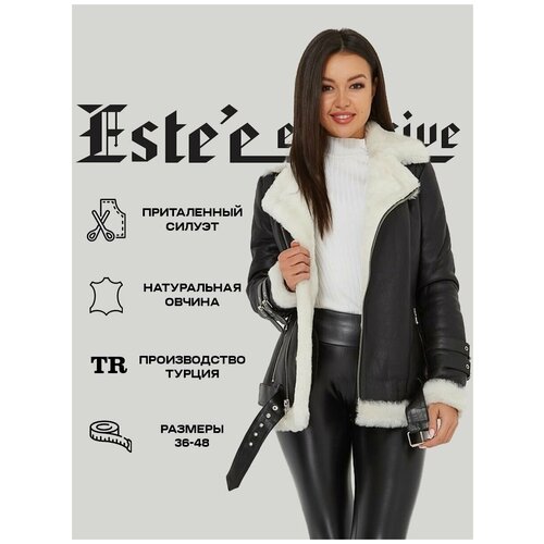 Куртка Este'e exclusive Fur&Leather, размер 42, черный
