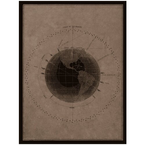 Постер / Плакат / Картина Астрономическая карта нашей планеты 40х50 см в раме