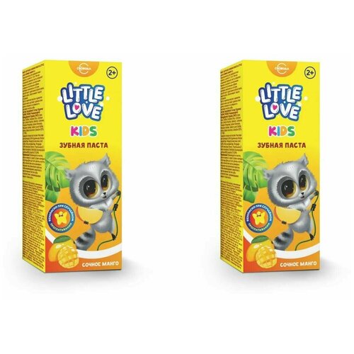 Little Love Детская зубная паста сочное манго 2+, 62 г, 2 шт