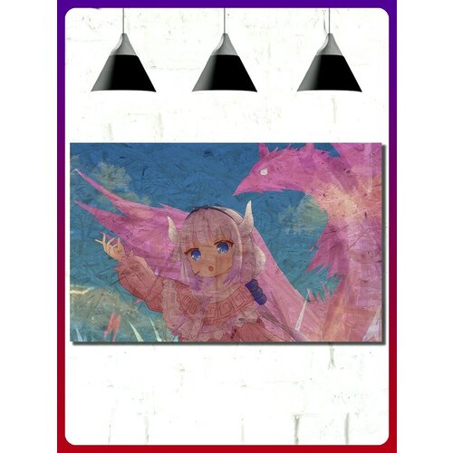 Картина интерьерная, на рельефной доске ОСП, аниме дракон горничная госпожи кобаяши - 3016
