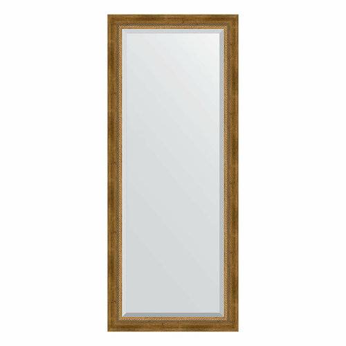 Зеркало настенное с фацетом EVOFORM в багетной раме состаренная бронза, с плетением, 63х153 см, для гостиной, прихожей и ванной комнаты, BY 3562
