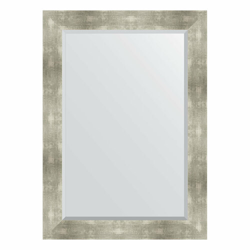 Зеркало настенное с фацетом EVOFORM в багетной раме алюминий, 76х106 см, для гостиной, прихожей, кабинета, спальни и ванной комнаты, BY 1200