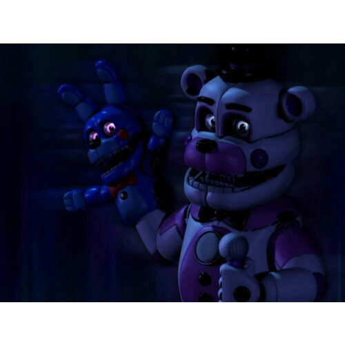 Плакат, постер на холсте Five Nights at Freddy s/фнаф/игровые/игра/компьютерные герои персонажи. Размер 21 х 30 см