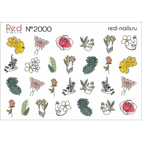 Слайдер-дизайн Red Nails №2000 - Цветы (10x7 см)