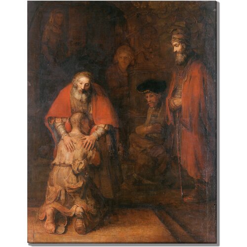 Картина для интерьера на холсте "Возвращение блудного сына" Рембрандт Харменс ван Рейн, 31х40 холст натянут на подрамник
