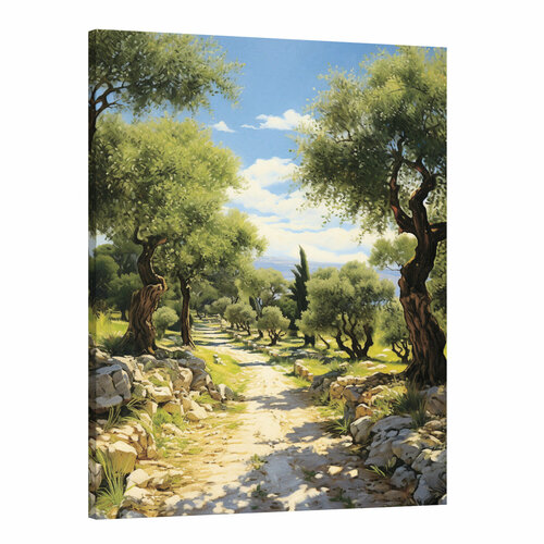 Интерьерная картина 50х70 "Греция: земля оливковых рощ"