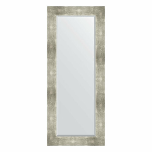 Зеркало настенное с фацетом EVOFORM в багетной раме алюминий, 56х136 см, для гостиной, прихожей, кабинета, спальни и ванной комнаты, BY 1160