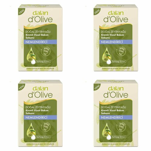Dalan Мыло твердое оливковое d'Olive с маслом оливы и увлажняющим кремом, 100 г, 4 шт