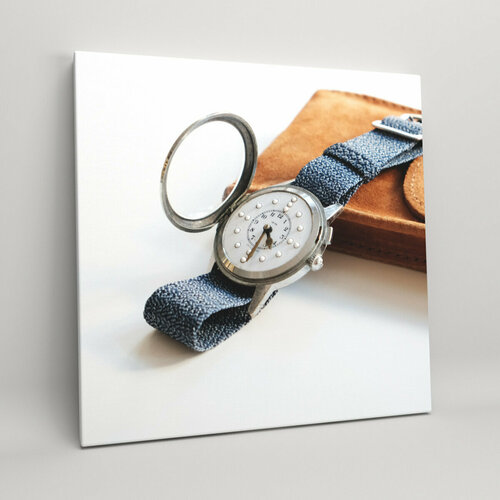 Картина на холсте (интерьерный постер) "Мужские часы", с деревянным подрамником, размер 35x35 см