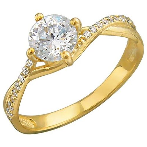 Кольцо помолвочное Эстет, желтое золото, 585 проба, фианит, размер 19.5