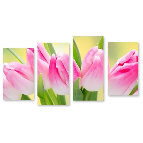 Модульная картина на холсте "Розовые тюльпаны" 150x83 см