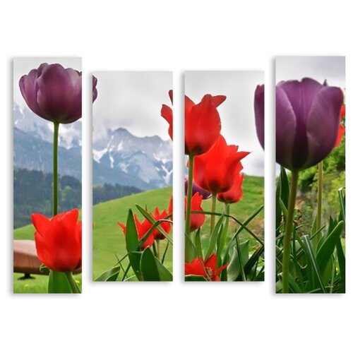Модульная картина на холсте "Тюльпаны" 90x69 см