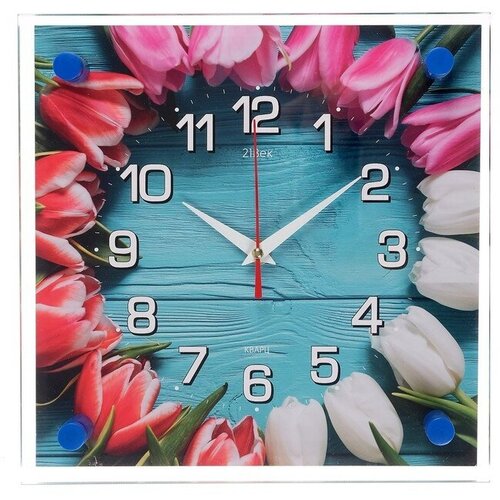 Рубин Часы настенные: Цветы, "Бутоны", бесшумные, 25 х 25 см