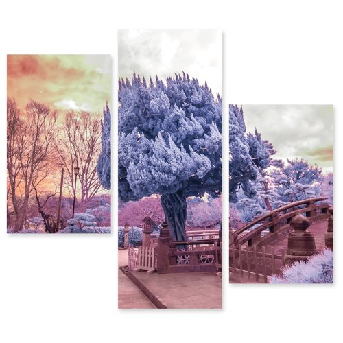 Модульная картина на холсте "Сказочное дерево" 90x80 см