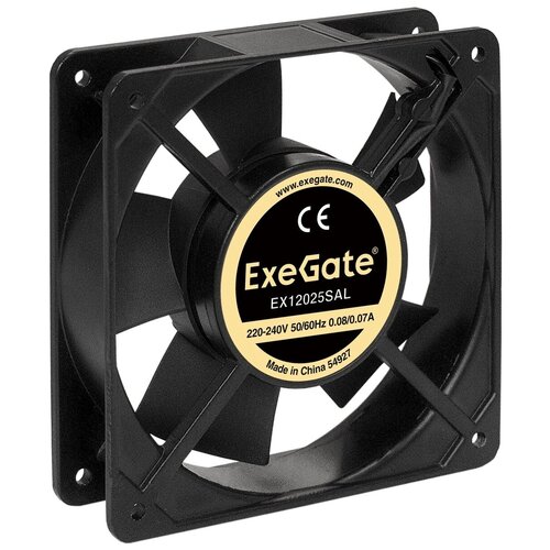 Вентилятор 220В AC ExeGate EX12025SAL (120x120x25 мм, Sleeve bearing (подшипник скольжения, алюминиевый корпус, подводящий провод 30 см, 2100RPM, 31dBA, RTL) EX289015RUS