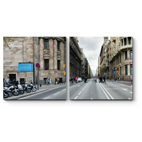 Модульная картина Пустая дорога в центре Барселоны50x25