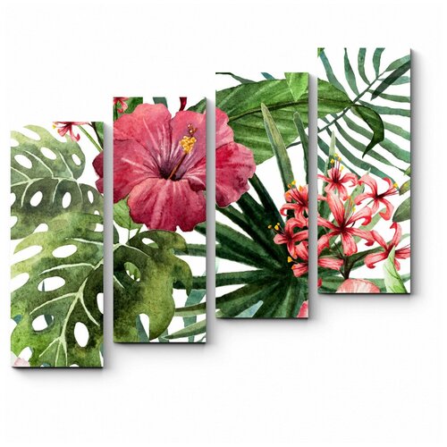Модульная картина Тропические цветы 140x121