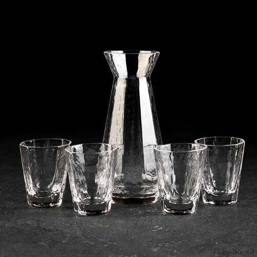 Набор для напитков из стекла «Иней», 5 предметов: графин 300 мл, стакан 70 мл, 4 шт