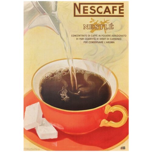 Постер / Плакат / Картина Рекламный плакат - Бодрящий кофе Nescafe 40х50 см в раме