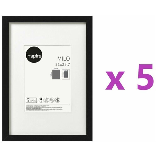 Рамка Inspire Milo, 21х29.7 см, цвет чёрный, 5 шт