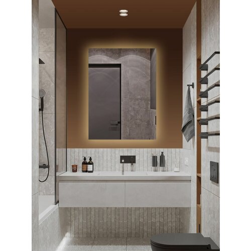 Зеркало для ванной Qwerty 100*60 вертикальное с тёплой LED-подсветкой
