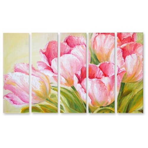 Модульная картина на холсте "Нежно-розовые тюльпаны" 150x92 см