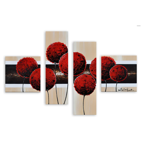 Модульная картина на холсте "Кроваво-красные цветы" 90x64 см