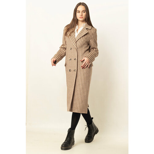 Пальто MARGO, размер 52-54/170, коричневый, бежевый