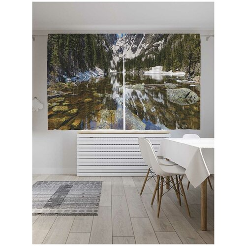 Классические шторы JoyArty "Горная река", серия Oxford DeLux, 2 полотна 145x180 см