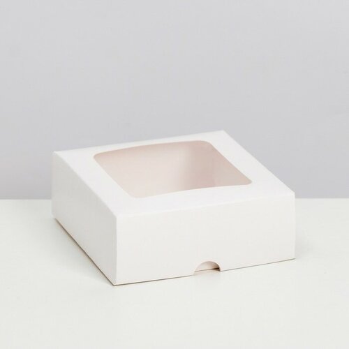 Коробка складная, крышка-дно, с окном, белая, 13 х 13 х 5 см (10 шт)