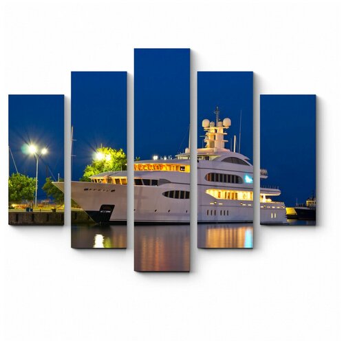 Модульная картина Красавица-яхта в ночном порту 115x92