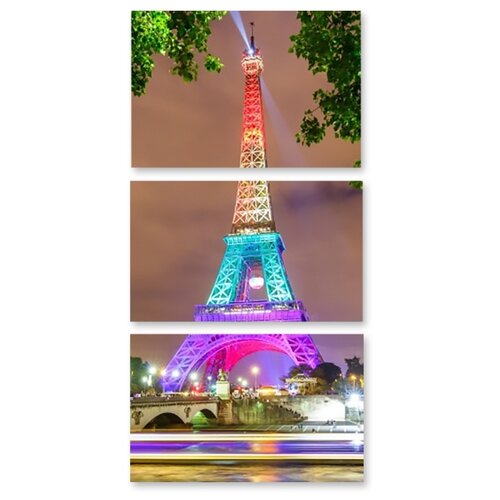 Модульная картина на холсте "Эйфелева башня" 150x73 см