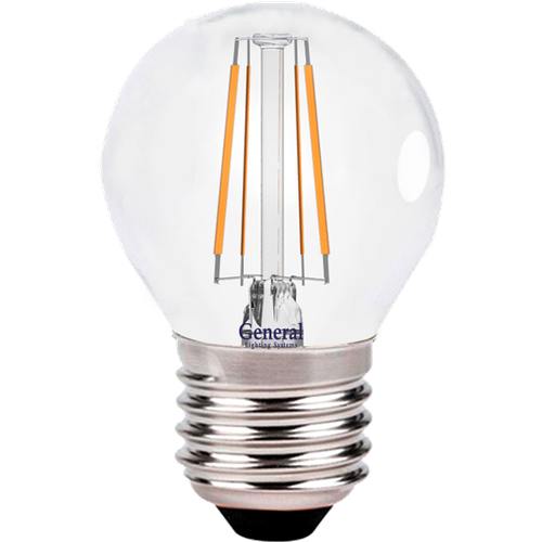 Светодиодная LED лампа General P45 E27 8W 660lm 6500K 6K 45*76 нитевидная, прозр GLDEN-G45S-8-230-E27-6500 649982