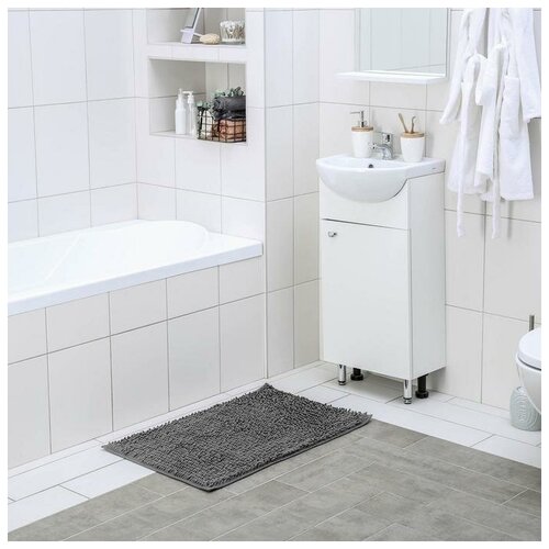 Доляна Коврик для ванной Доляна «Букли длинные», 49×75,5 см, цвет серый