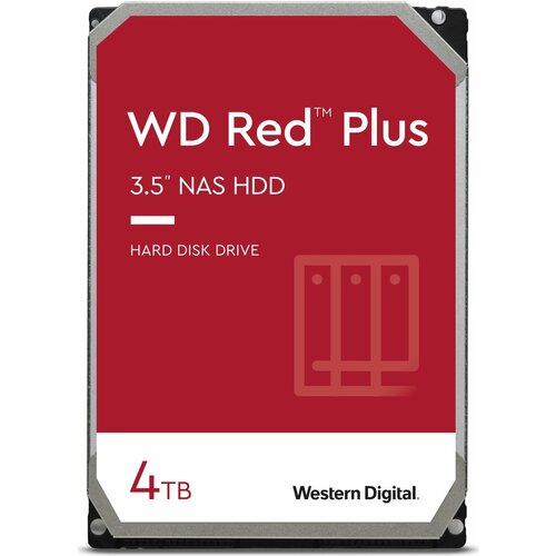 Жесткий диск 4TB Western Digital Red Plus WD40EFPX, 3.5", 5400 RPM, 128MB SATA-III NAS Edition (замена WD40EFZX)