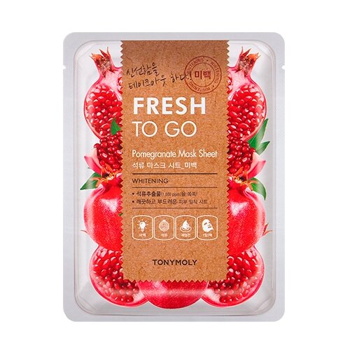 TONY MOLY Fresh To Go Pomegranate Mask Sheet Отбеливающая тканевая маска с экстрактом граната, 25 г, 22 мл