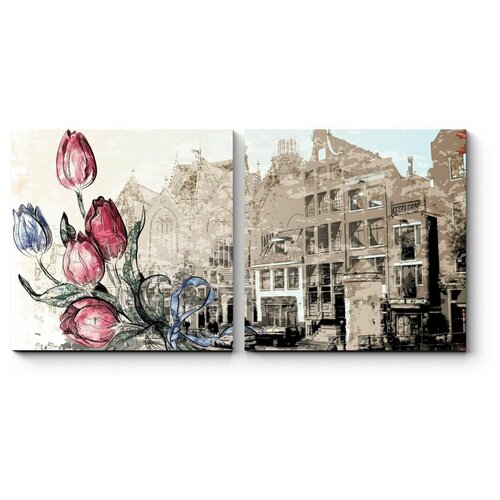 Модульная картина Винтажный Амстердам 50x25