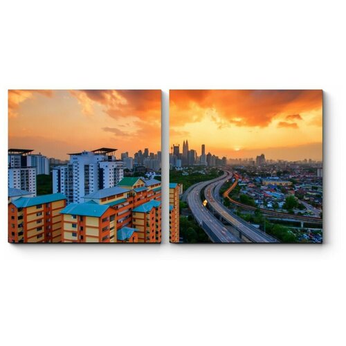 Модульная картина Пылающий закат над Куала-Лумпур190x95