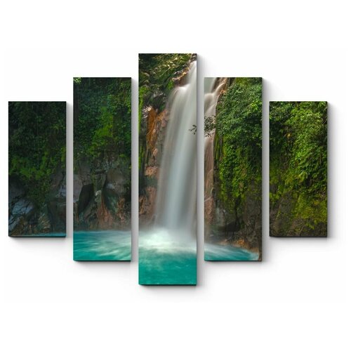 Модульная картина Лазурь вод затерянного водопада, Коста Рика145x116
