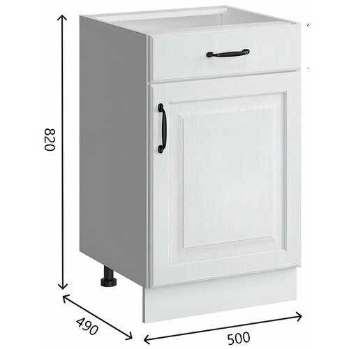 Шкаф кухонный напольный 50 см, с ящиком без столешницы, МДФ Белая текстура